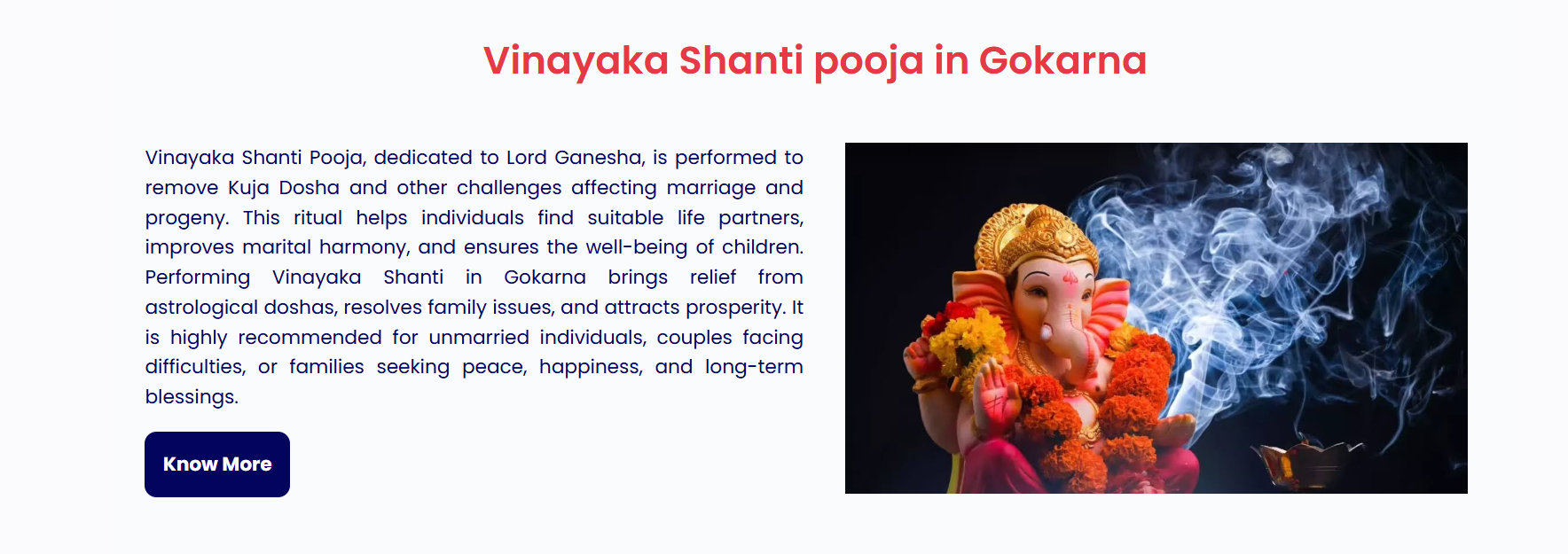 Vinayaka Shanti Pooja in Gokarna – Kuja Dosha Nivarana